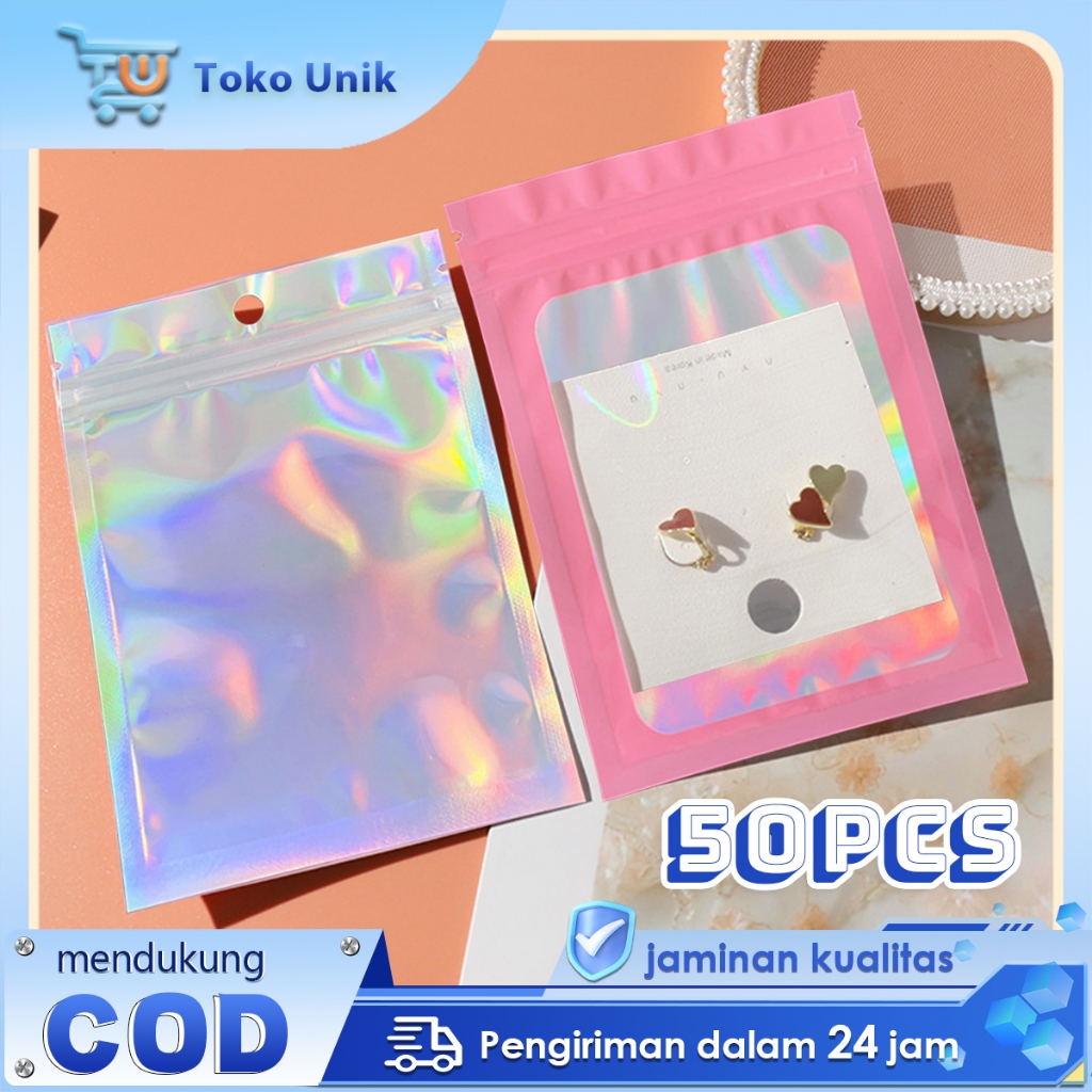 Jual Plastik Klip Ziplock 50pcs Plastik OPP Hologram Ziplock Bening ...