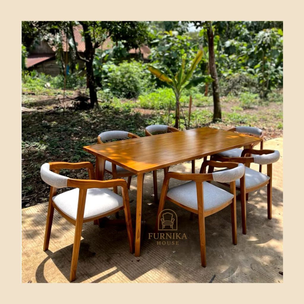 Jual MEJA MAKAN SELLY KAYU JATI MINIMALIS JEPARA | Shopee Indonesia