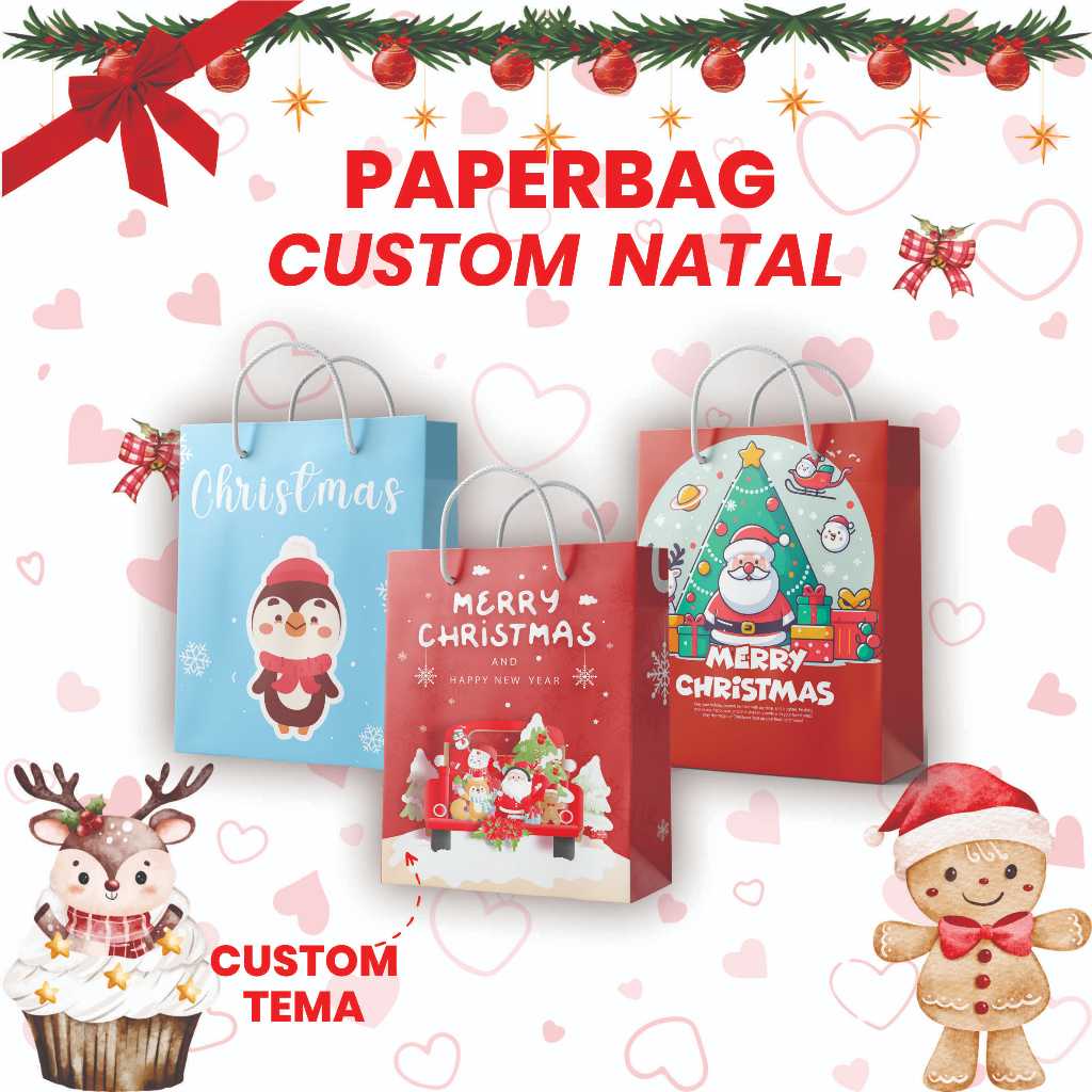 Jual Areefah Custom Paper Bag Tema Natal / Paper Bag Christmas Hampers ...