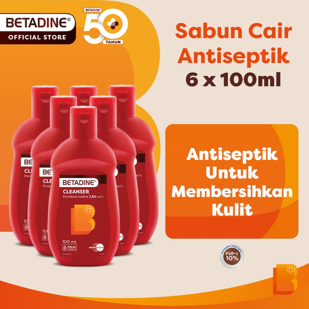 Jual [Half Carton] BETADINE SABUN CAIR ANTISEPTIK 100 ML x 6 Pcs ...