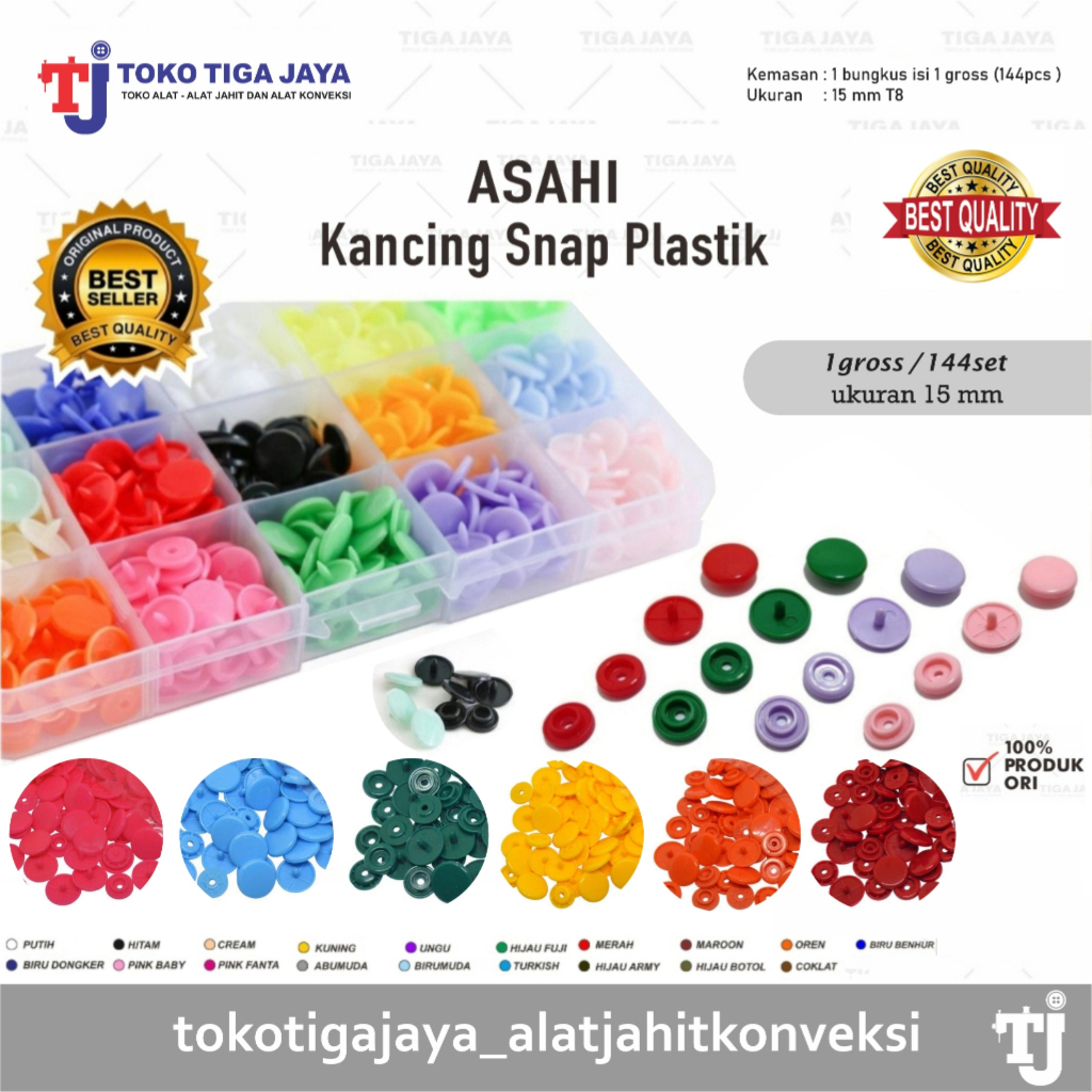 Jual TOKO TIGA JAYA Kancing Jepret Snap Plastik 1515 ukuran 15 mm Tipe ...
