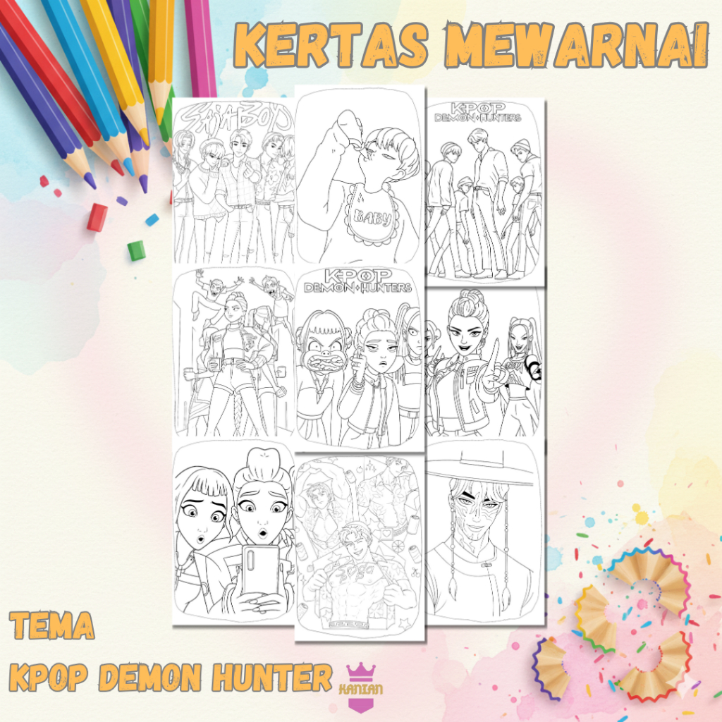 Jual 30 Lembar Kertas Mewarnai Anak Tema KPOP DEMON HUNTER - RUMI ...