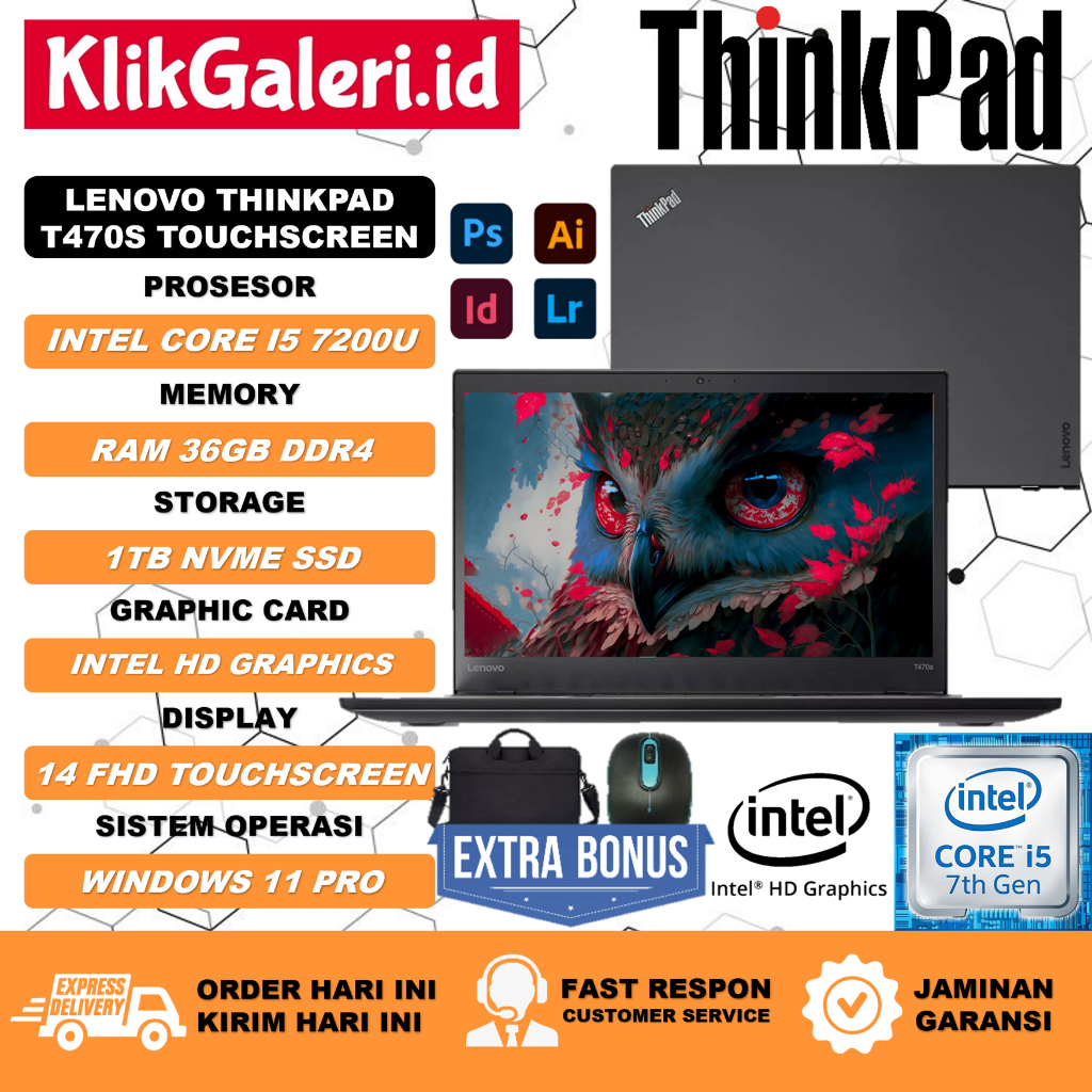 Jual Laptop Slim Lenovo Thinkpad T470s Intel Core i5 RAM 36GB 1TB SSD ...