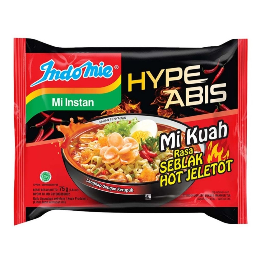 Jual Indomie Hype Abis Mie Instan Seblak Hot Jeletot 75 gr | Shopee ...