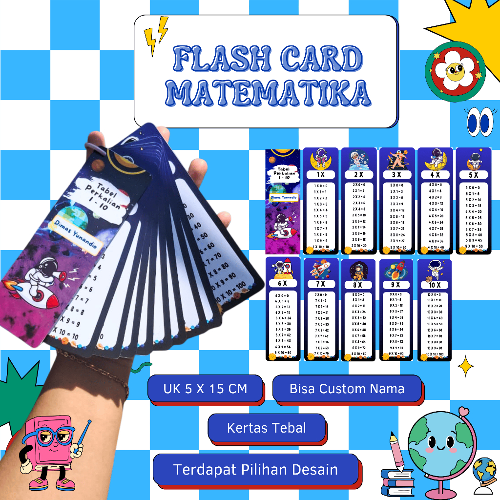 Jual FLASH CARD MATEMATIKA CUSTOM NAMA - PERKALIAN, PEMBAGIAN ...