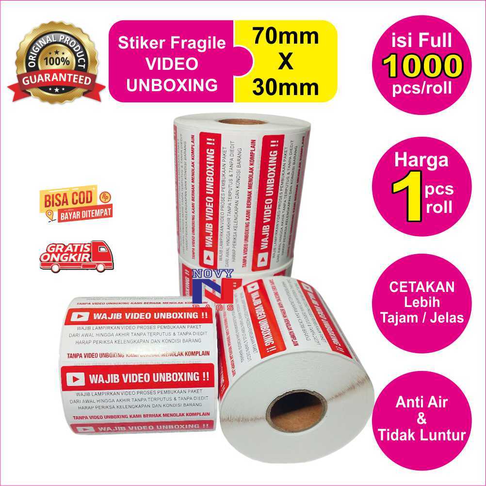 Jual Stiker Video Unboxing 70 x 30 isi Full 1000 pcs Stiker Label ...