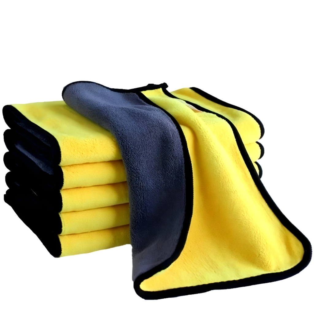 Jual Kain Lap Microfiber 30 × 30 cm Kuning Abu-abu / Lap Handuk 2 Sisi ...