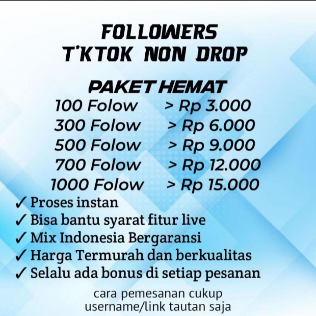 Jual Follower Tik * Tok permanen Indonesia Mix Proses Cepat Bergaransi ...