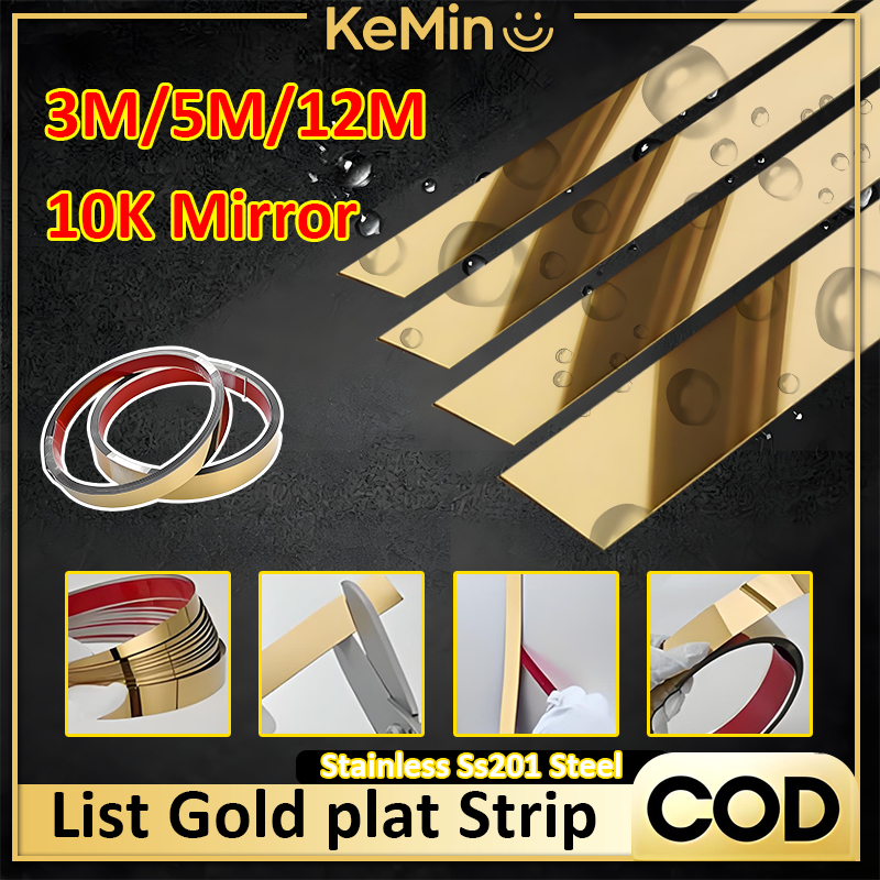 Jual 3/5/12 M List Plat Strip Mirror / Stiker Dinding Garis Datar Bahan ...