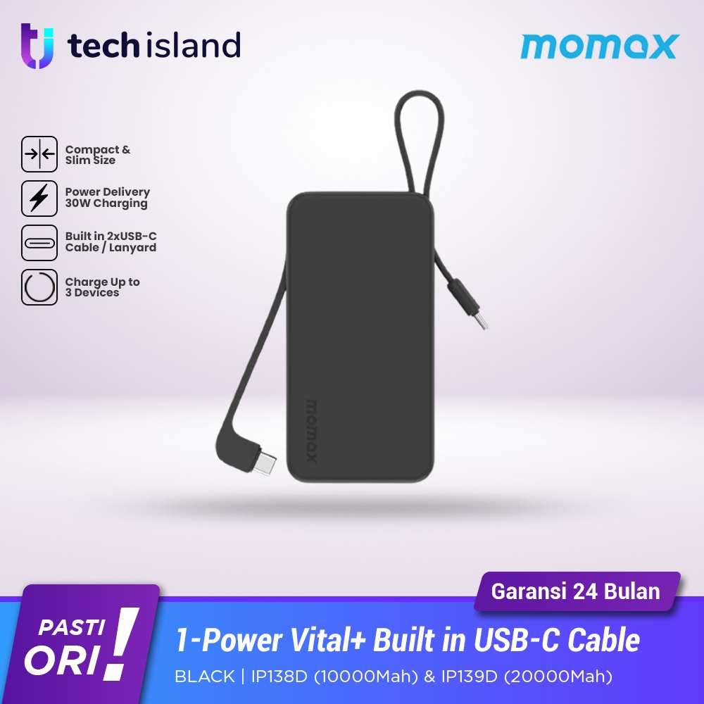 Jual Momax CCC Powerbank 1-Power Vital+ Power Bank 30W 10000mAh With 2 ...