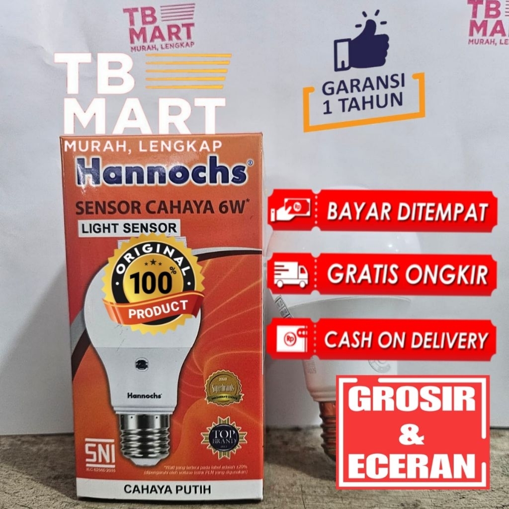Jual LAMPU LED OTOMATIS SENSOR CAHAYA - HANNOC SONIC LIGHT SENSOR 6WATT ...