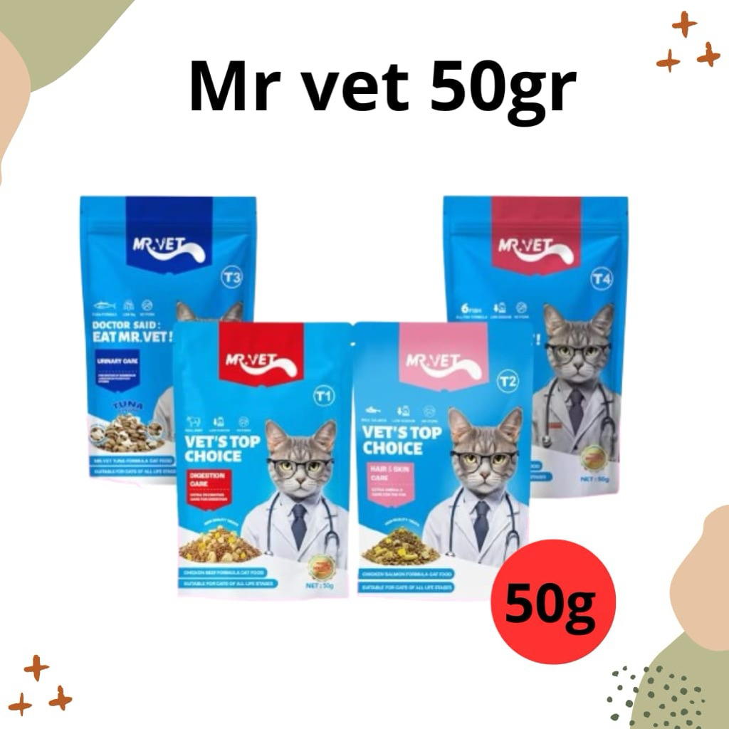 Jual Mr. Vet T1 T2 T3 T4 G1 dry food 50G All stage | Shopee Indonesia