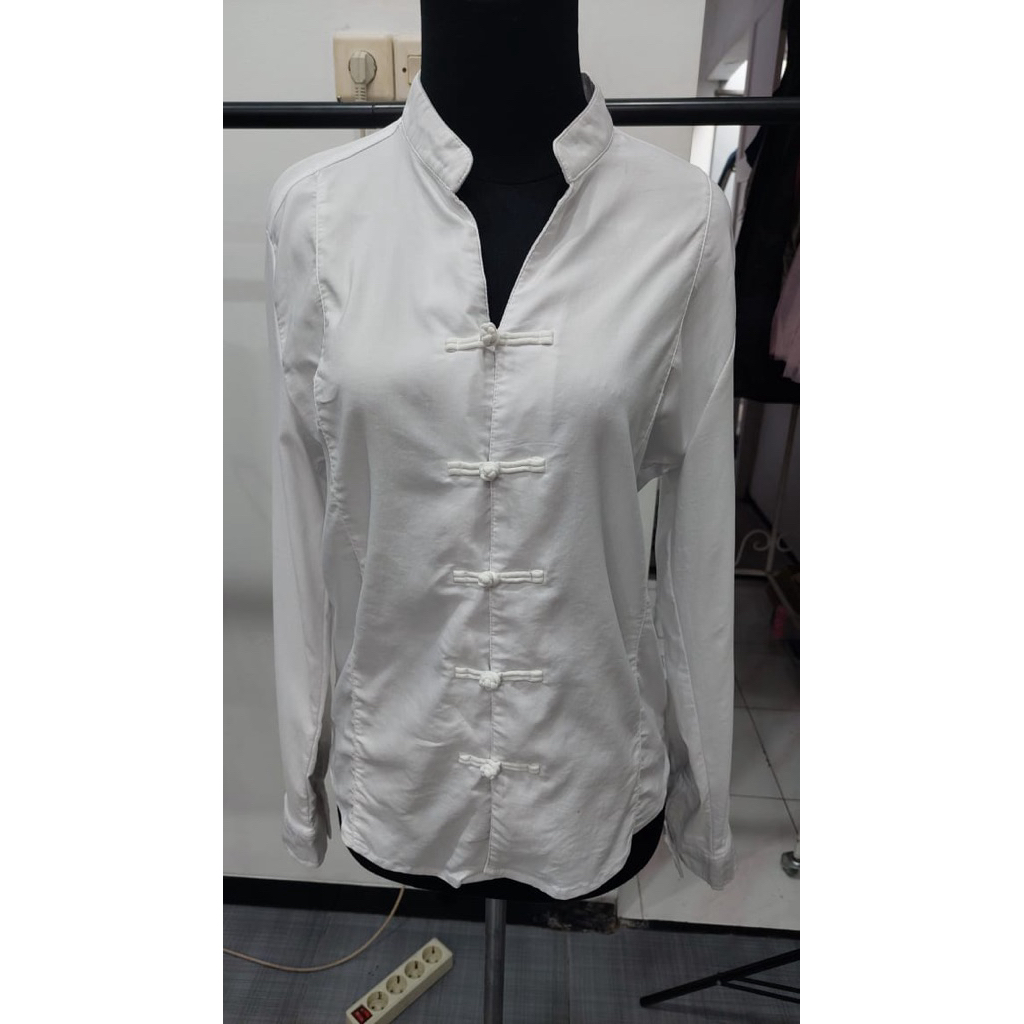 Jual Atasan cheongsam putih lengan panjang | Shopee Indonesia