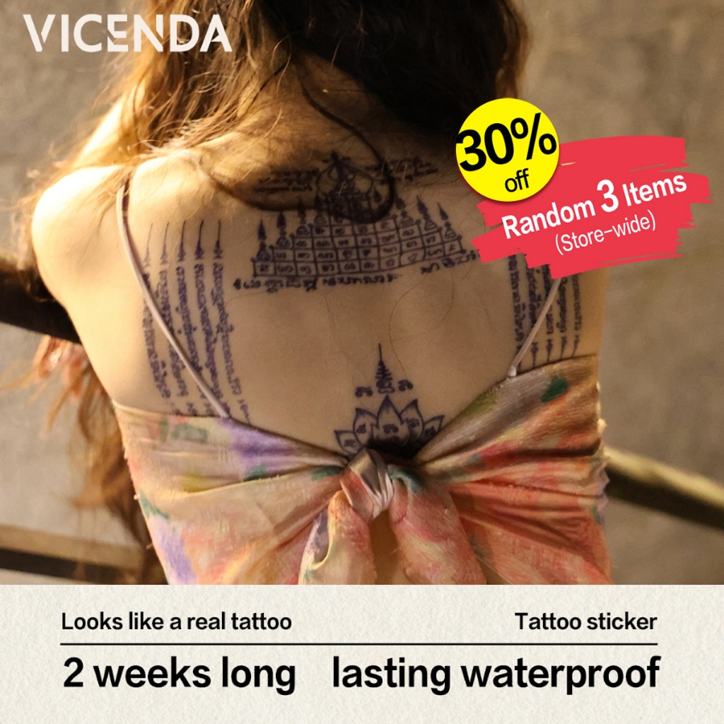 Jual Thai Sak Yant Tattoo Sticker Back Arm Shoulder Temporary ...