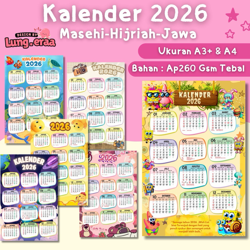 Jual KALENDER 2026 aesthetic / POSTER KALENDER 2026 Masehi Jawa ...