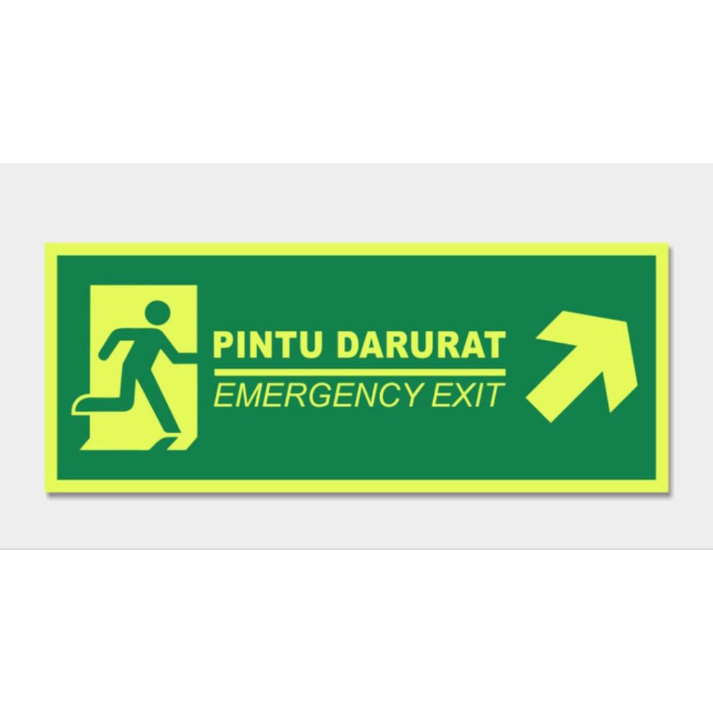 Jual SIGN STIKER PINTU DARURAT EMERGENCY EXIT ( GLOW IN THE DARK ) ARAH ...