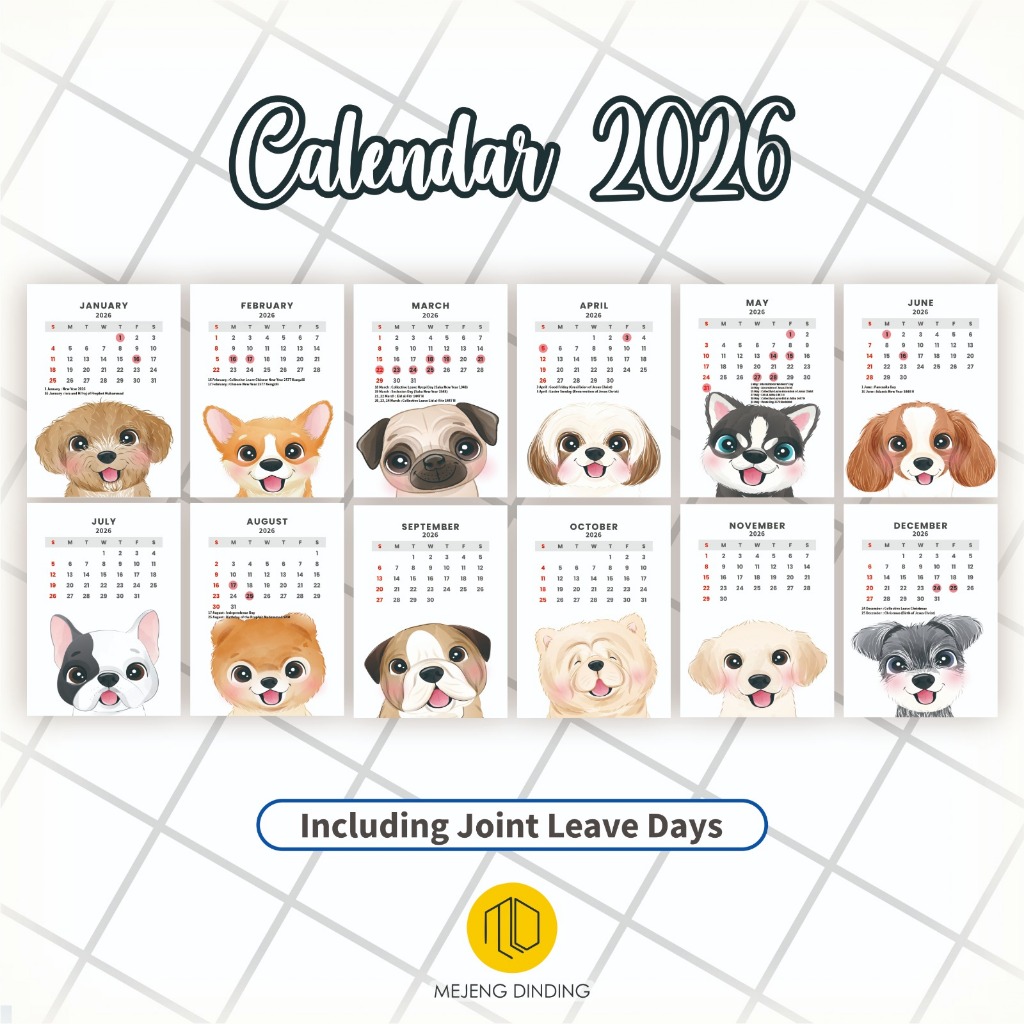 Jual KALENDER 2026 AESTHETIC MOTIF ANJING / KALENDER MEJA / KALENDER ...