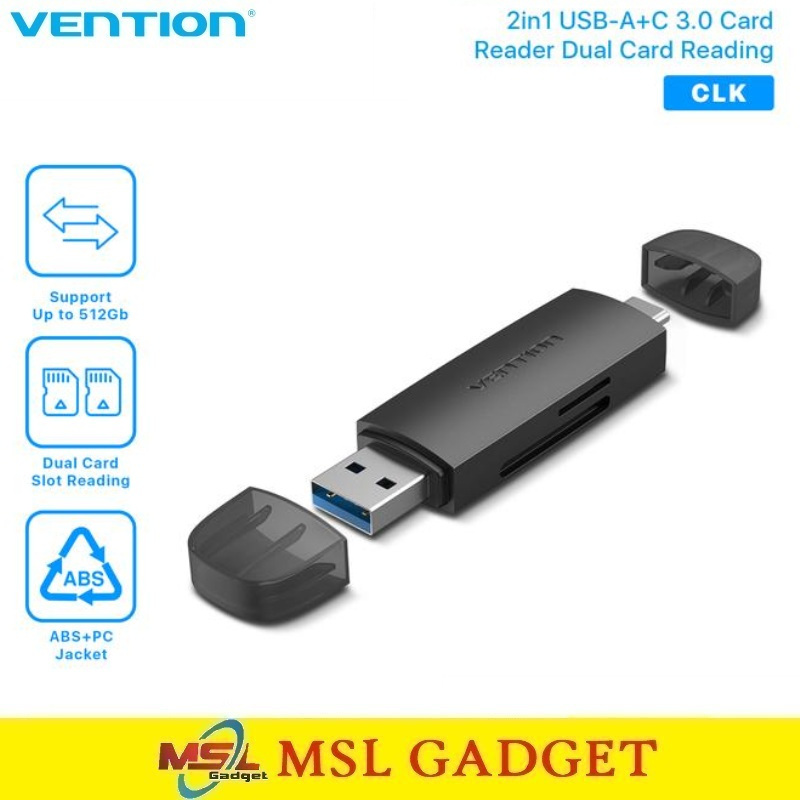 Jual VENTION OTG Card Reader USB Type C & USB A SD TF MicroSD Memory ...