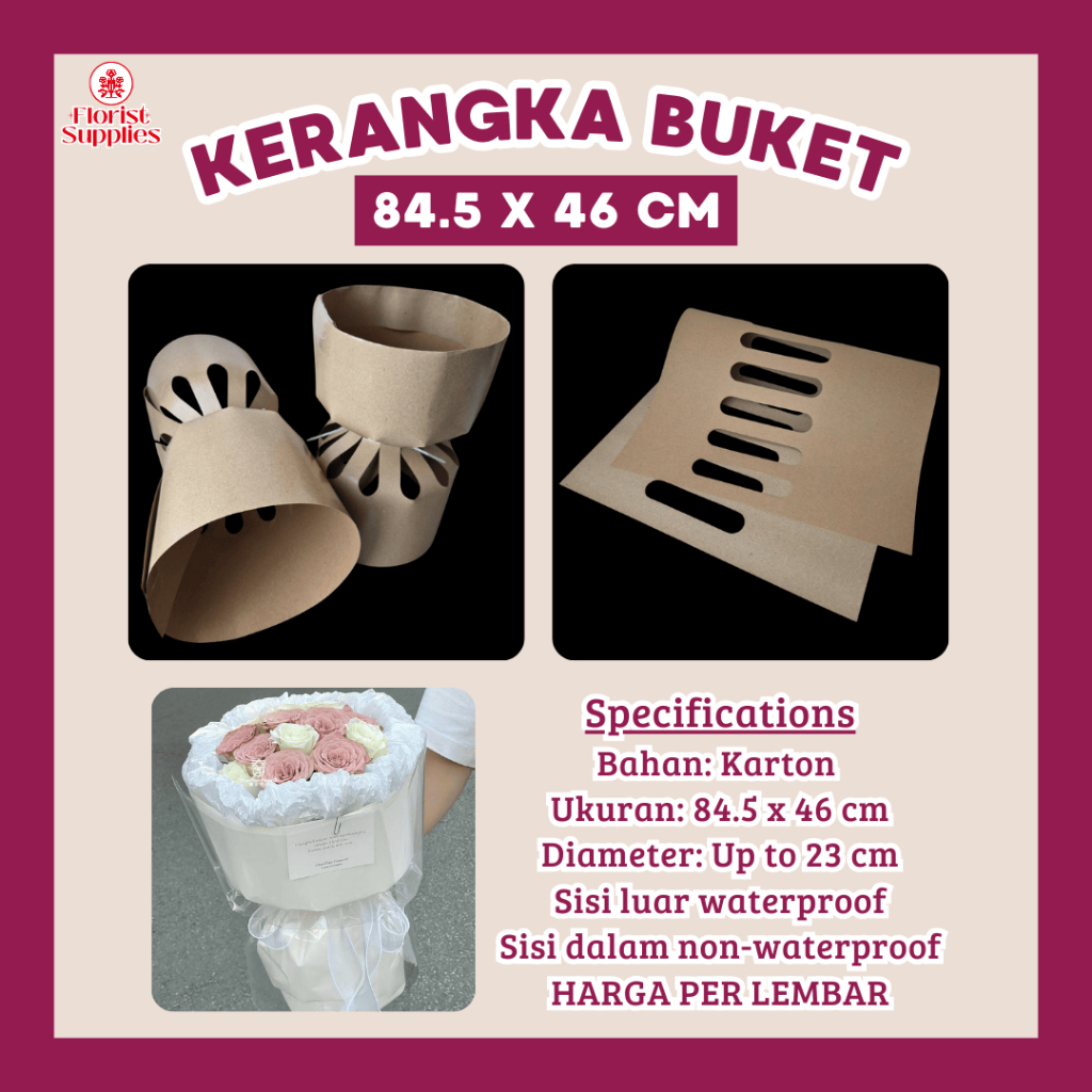 Jual Kerangka Buket Bunga Pola Bulat Karton Besar Pegangan Buket Round ...