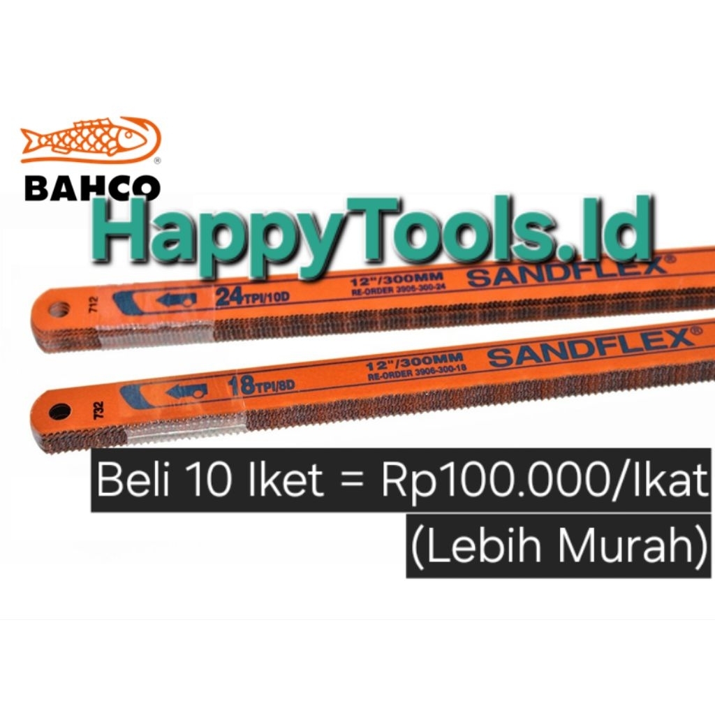 Jual [1 Ikat = 10 pcs] Mata Gergaji Sandflex 12" | Gergaji Besi Bahco ...