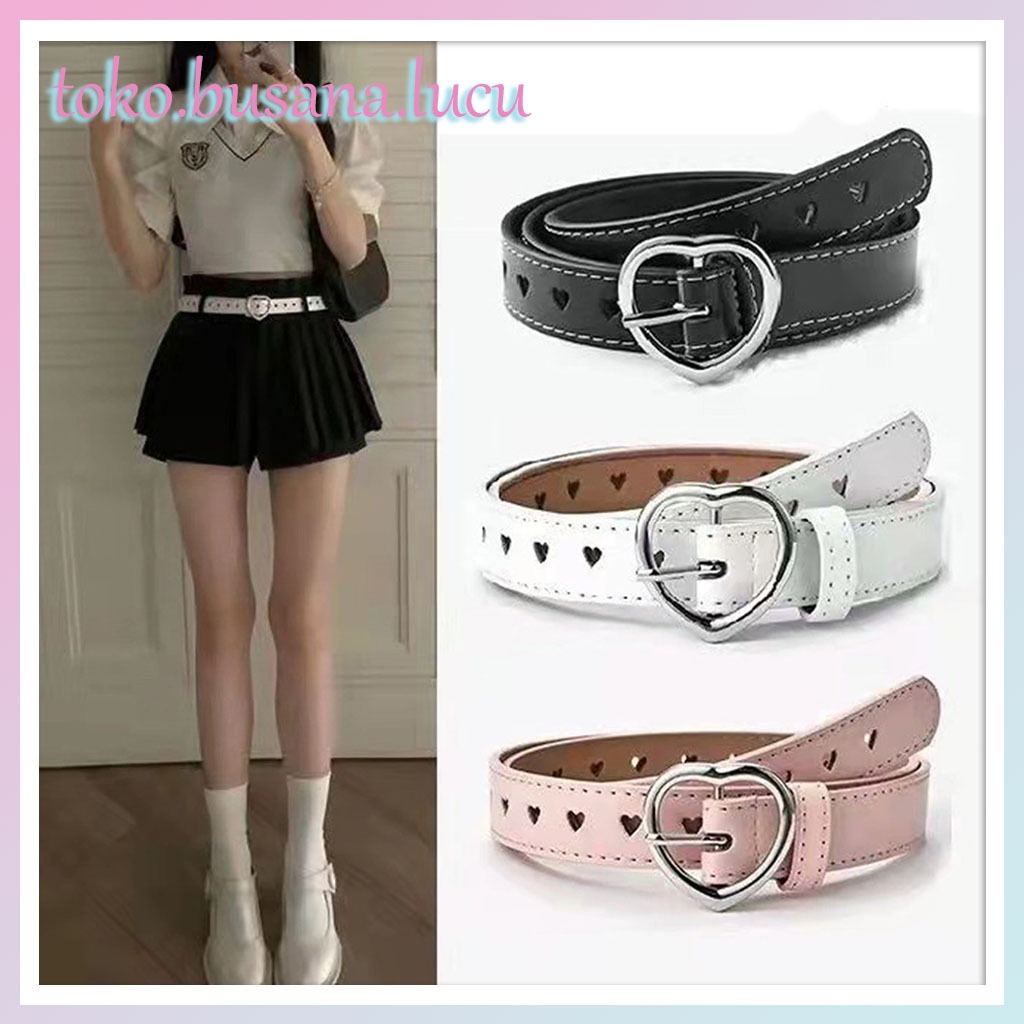 Jual Ikat Pinggang Kencil Kulit Wanita Fashion Gesper Hati | Belt Y2K ...