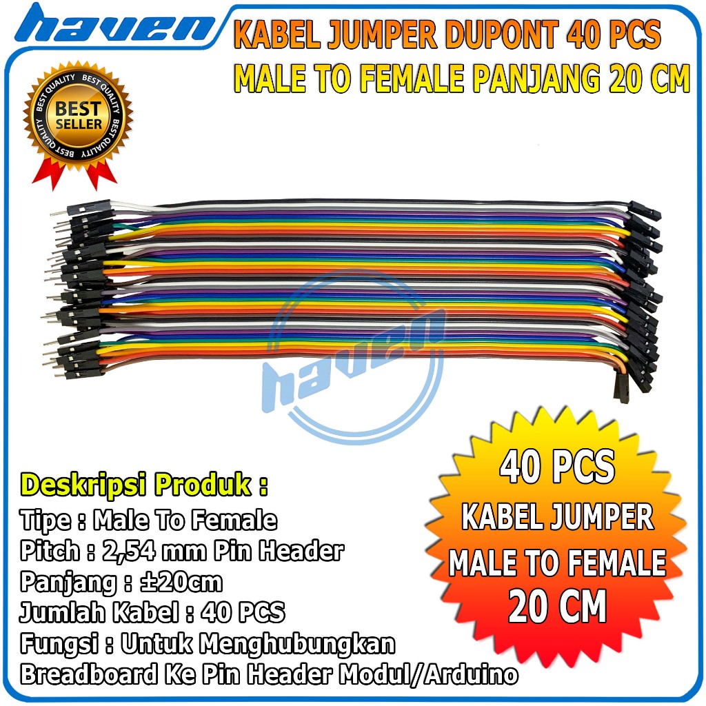 Jual 40PCS Jumper Cable Kabel 20CM Male To Female Dupont / Kabel Dupont ...
