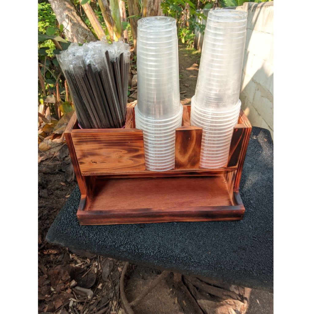 Jual rak gelas cup model 3 slop ukuran gelas 12.14.16.18.22oz | Shopee ...