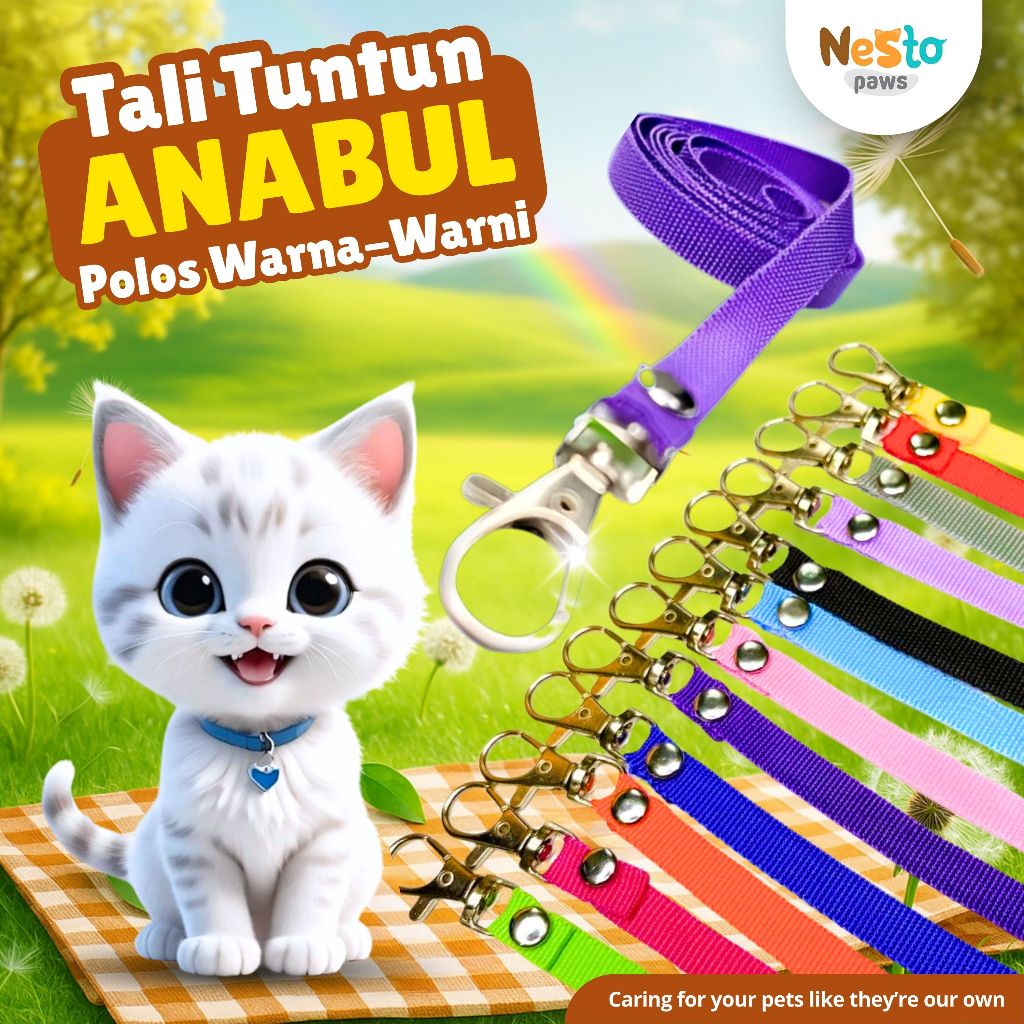 Jual Tali Tuntun Kucing Polos Warna Panjang 120cm Harnes Leher Anabul ...