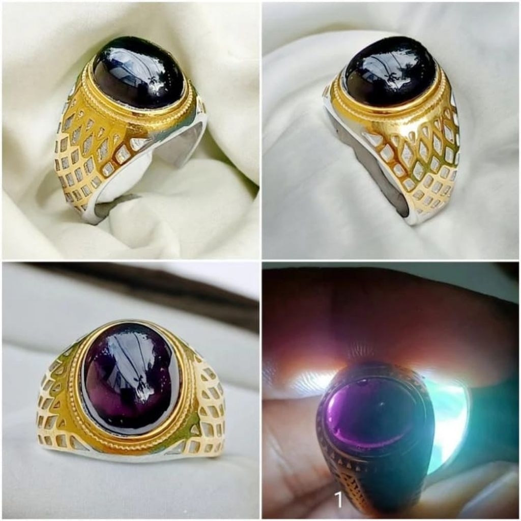 Jual Cincin Batu Kecubung Wulung Hitam Pekat Size Kantoran Tembus ...
