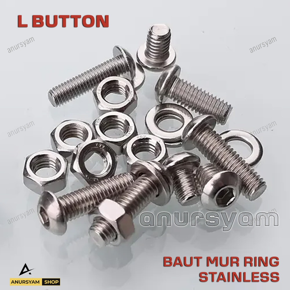Jual 15Pcs [5 Set] Mur Baut L Button M3 M4 M5 (Panjang 3-25) Stainless ...