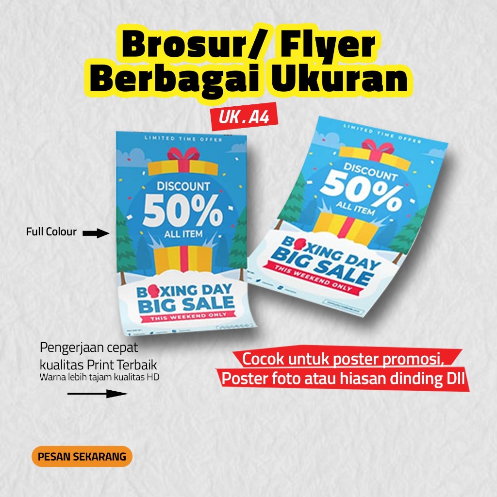 Jual CETAK BROSUR CUSTOM / FLYER PROMOSI A4 | A5 | A6 | Shopee Indonesia