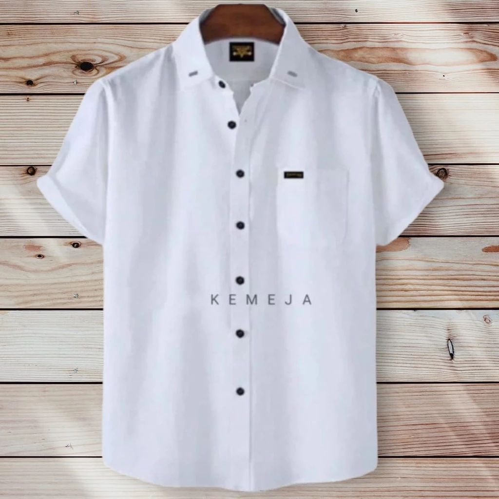 Jual kemeja pria polos lengan pendek slimfit Hem polos katun premium ...