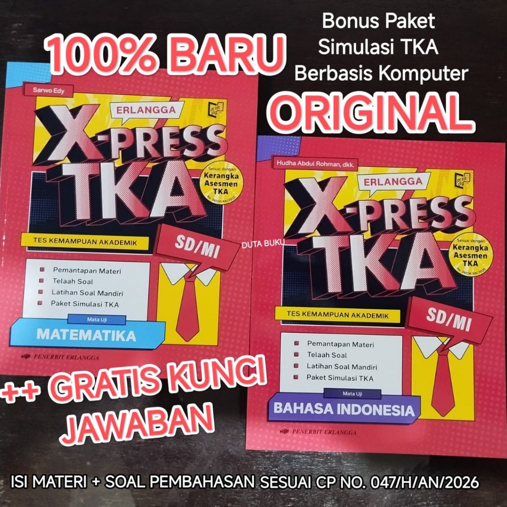 Jual Buku ujian kelas 6 SD : xpress TKA SD / MI Matematika, Bahasa ...