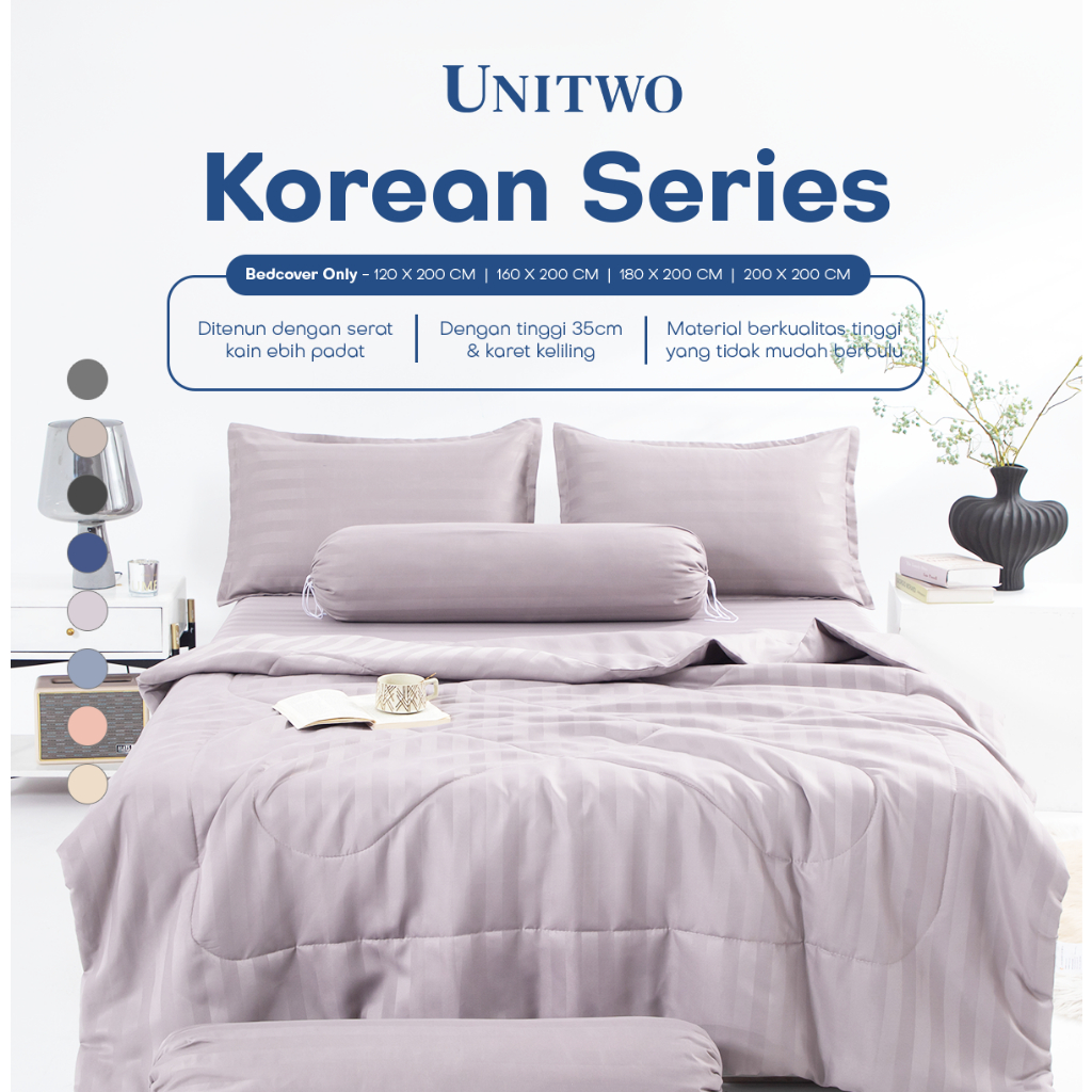 Jual UNITWO [BED COVER ONLY] Bed Cover Selimut Tidur Lembut Motif Polos ...