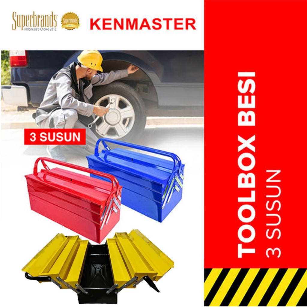 Jual Kenmaster Tool Box Besi / Kaleng 3 Susun - Warna BIRU/MERAH ...