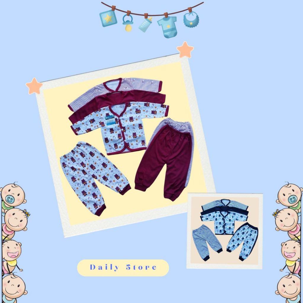 Jual 3psg Pakaian Bayi (Baju + Celana) Model Panjang cocok untuk Hadiah ...