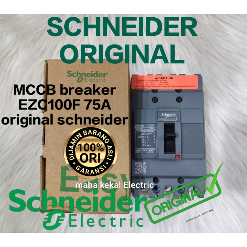 Jual mccb breaker Schneider ezc100f3075 ezc100f 75a 3phase original ...