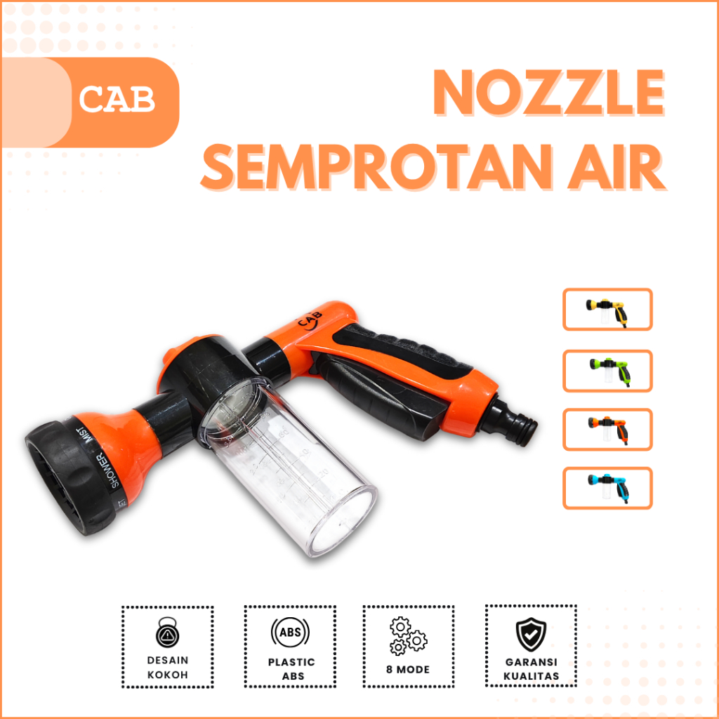 Jual CAB Nozzle Semprotan Air 8 Mode Premium Spray Gun Jet Shower Mist ...