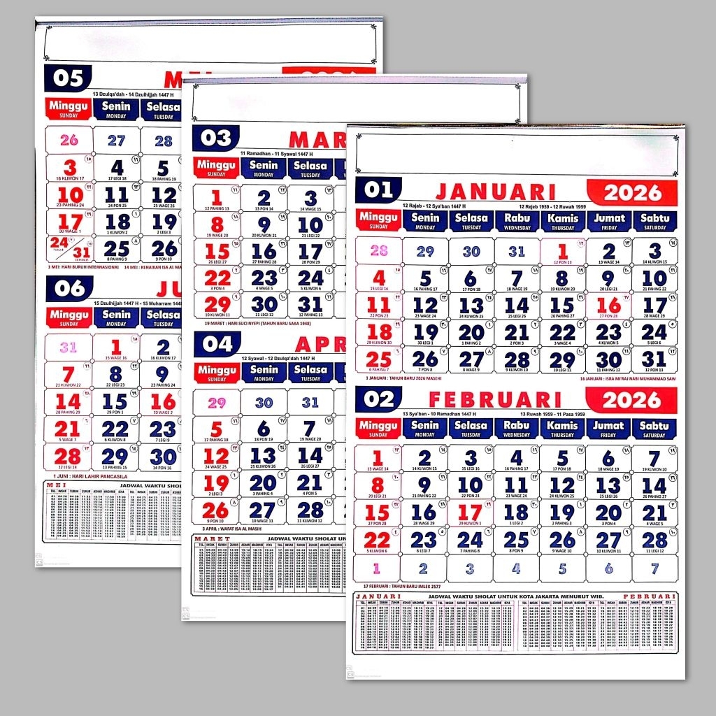 Jual KALENDER DWI WULAN 2026 TERBARU 6 LEMBAR UKURAN 32 X 48CM TERLARIS ...