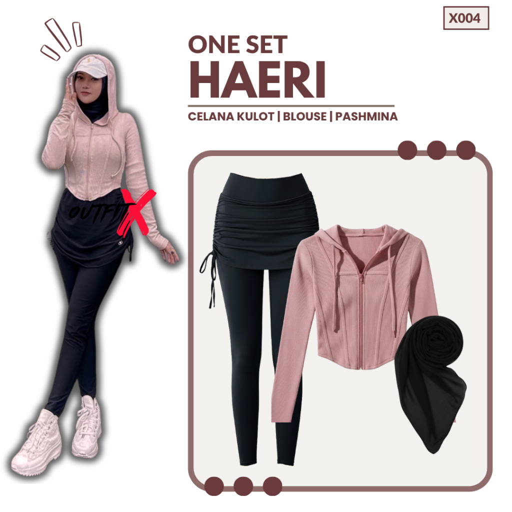 Jual One Set Elegan Setelan Olahraga Jaket Reina, Legging Rok Hitam ...