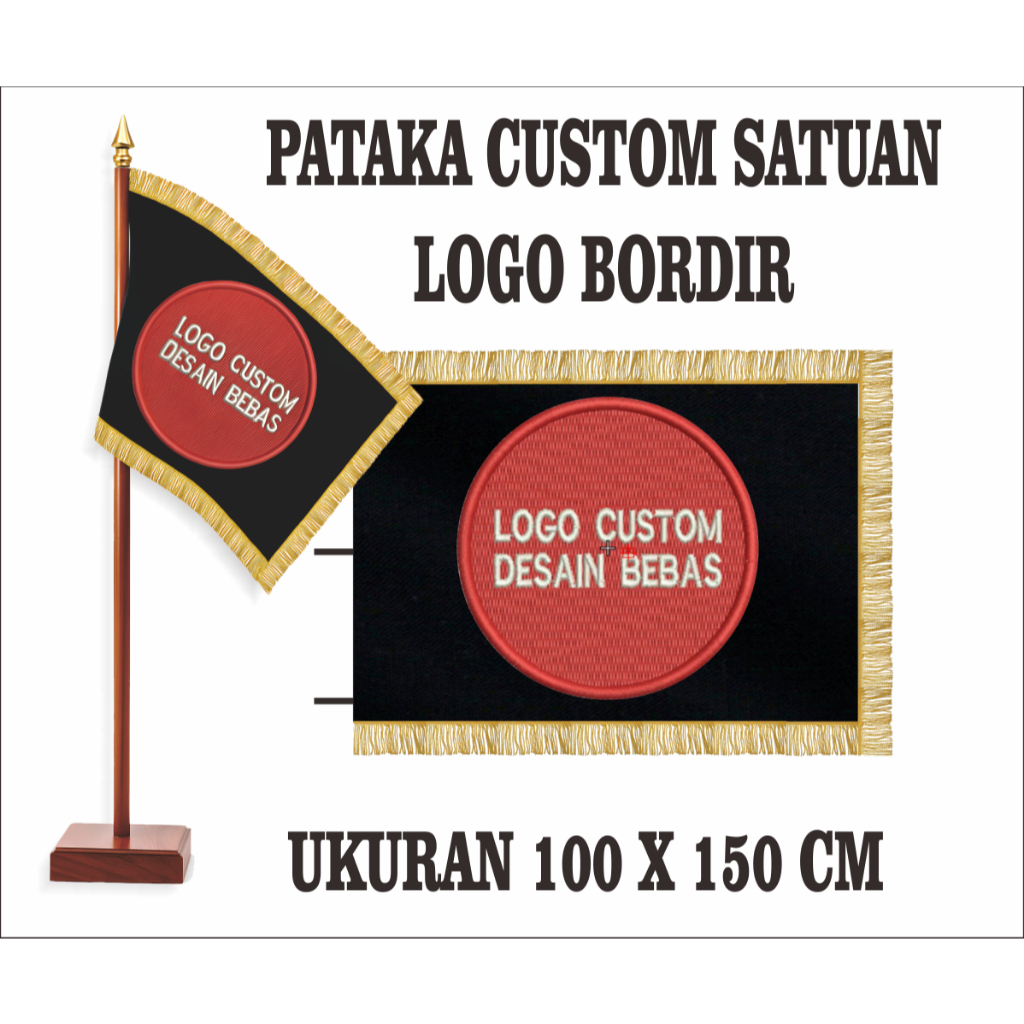 Jual Bendera Pataka Logo Custom Satuan Logo Bordir dan Sablon,Bahan ...