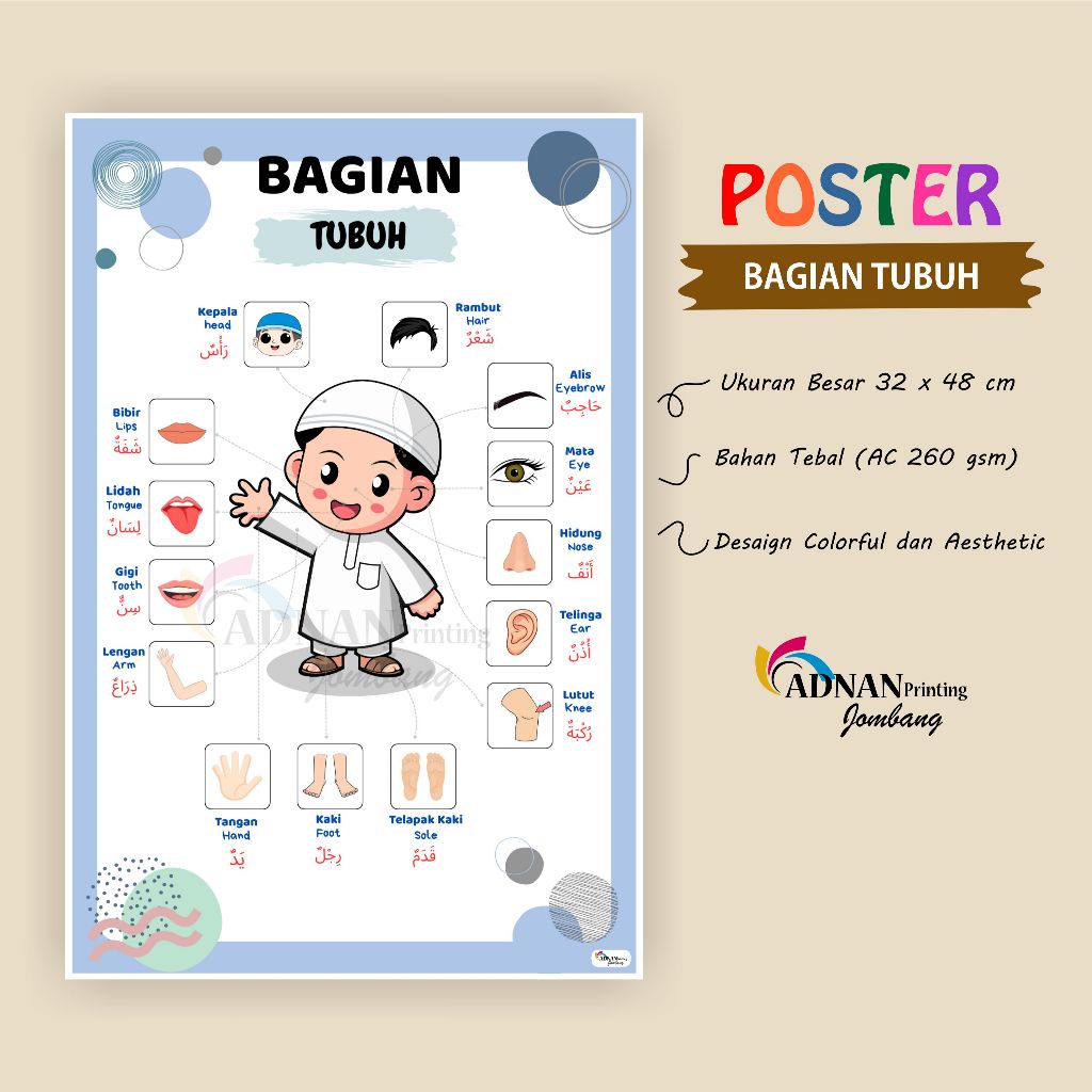 Jual Poster Edukasi Mengenal Anggota Badan - Poster Mengenal Tubuh ...