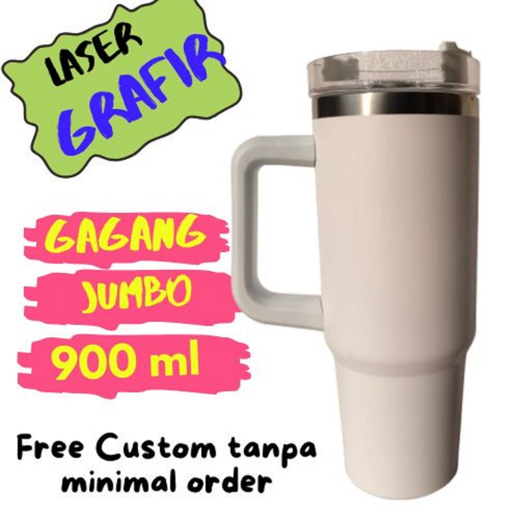 Jual Tumbler Custom Gagang Jumbo 900ml Cetak Laser Grafir Souvenir ...