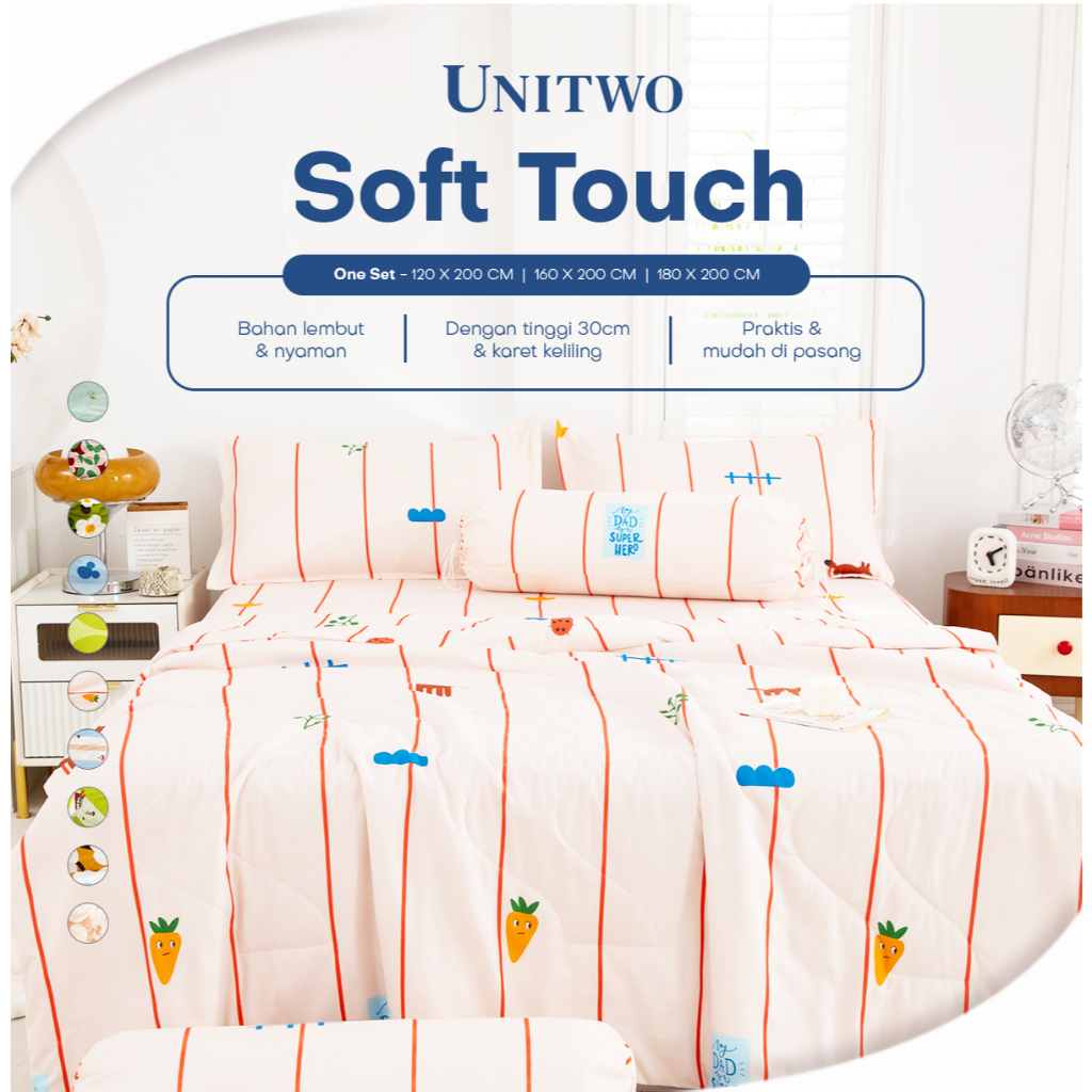 Jual UNITWO Premium Soft Touch Bed Cover Only - Bed Cover Halus dan ...