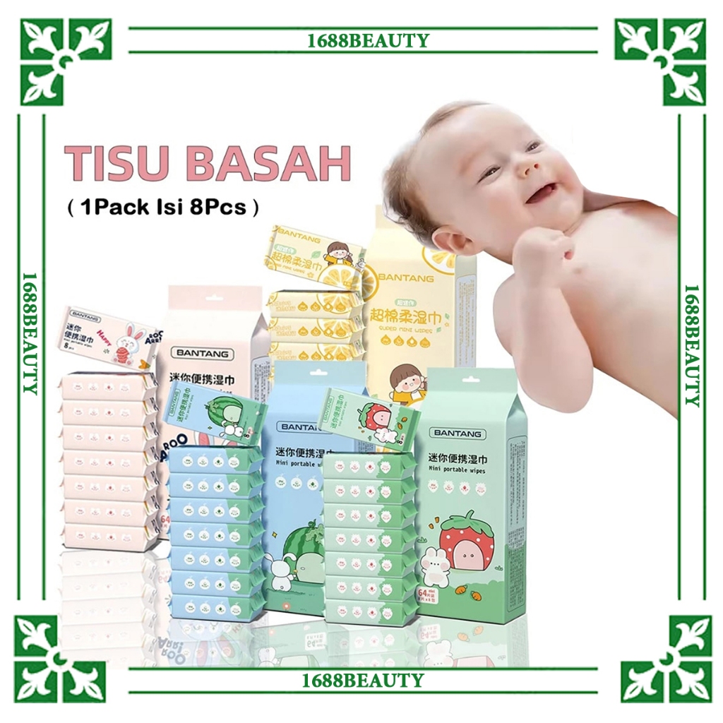 Jual 1 Pack Besar Tissu Basah Mini Non Alkohol Tisu Basah Karakter ...