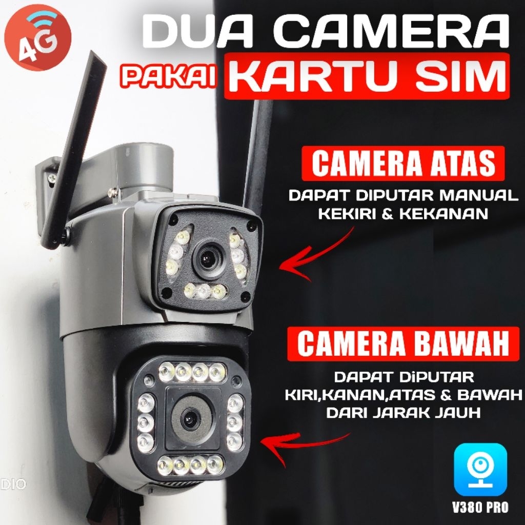Jual CCTV Pakai Kartu sim 4G ( V380 PRO DUA KAMERA) Anti Air Merk ...