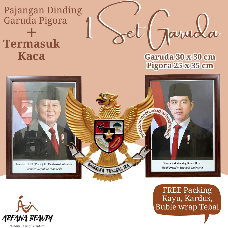 Jual 1 Set Garuda Pancasila Dinding 30CM Gambar Poster Pigura Presiden ...