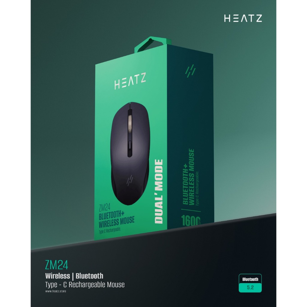 Jual Mouse Heatz ZM24 Dual Mode Wireless Rechargeable Battery Bluetooth ...