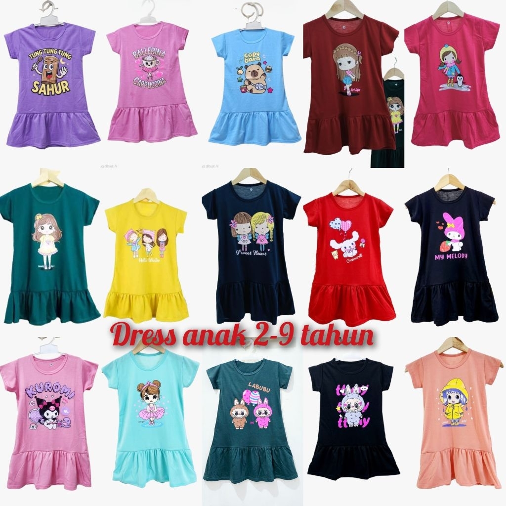 Jual Dress anak perempuan usia 2-9 tahun motif kartun terbaru daster ...