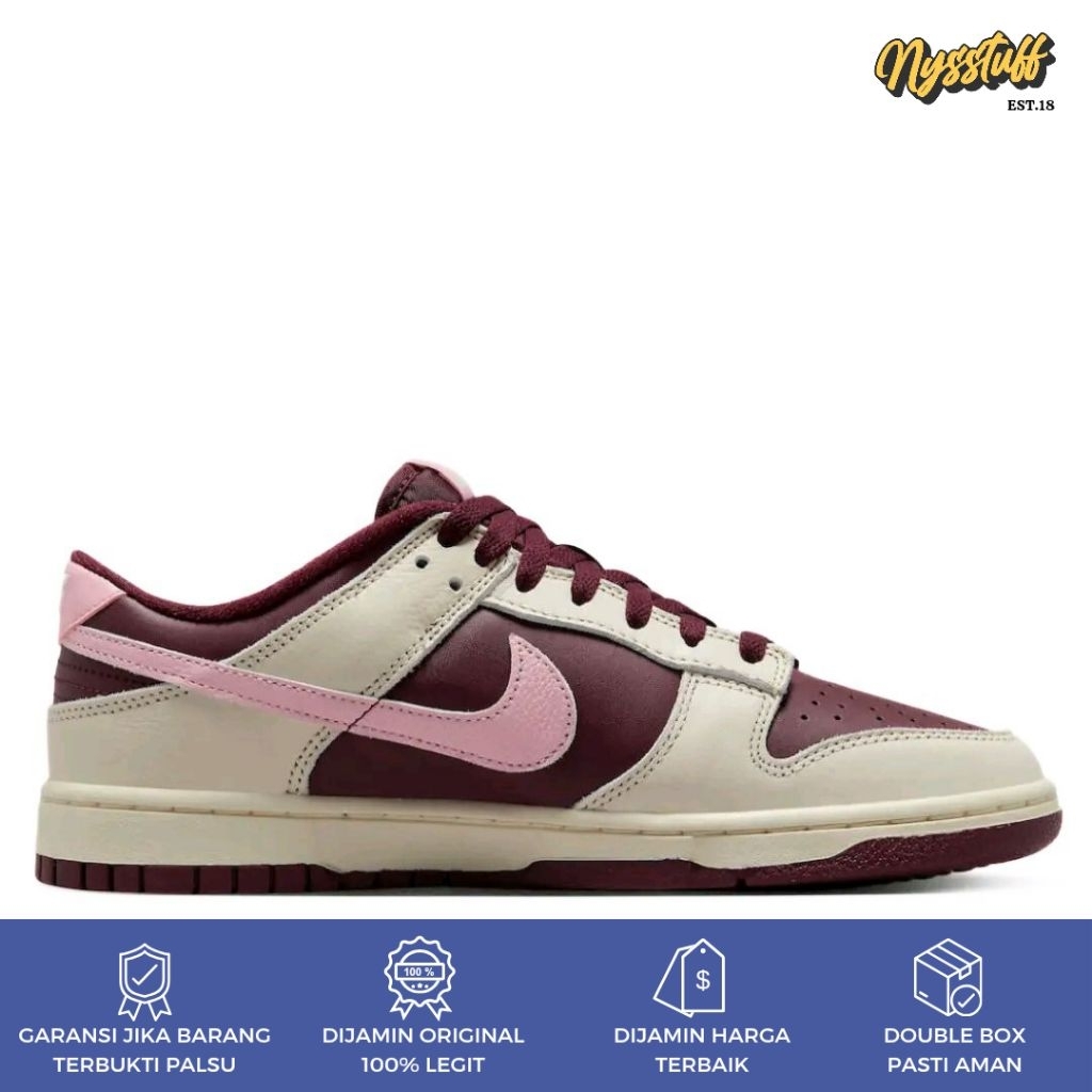 Jual Nike Dunk Low Retro PRM Pale Ivory Medium Pink Maroon ORIGINAL ...